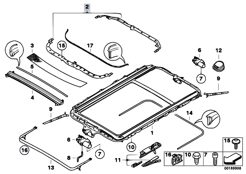 Original Parts for E70 X5 4.8i N62N SAV / Sliding Roof Folding Top ...