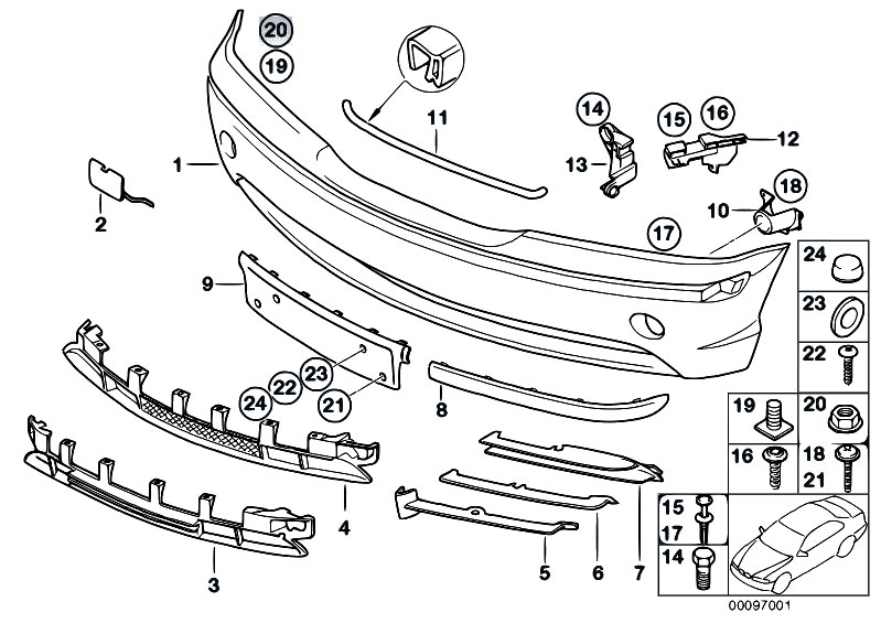 Original Parts for E46 320d M47N Touring / Vehicle Trim/ Front Bumper ...