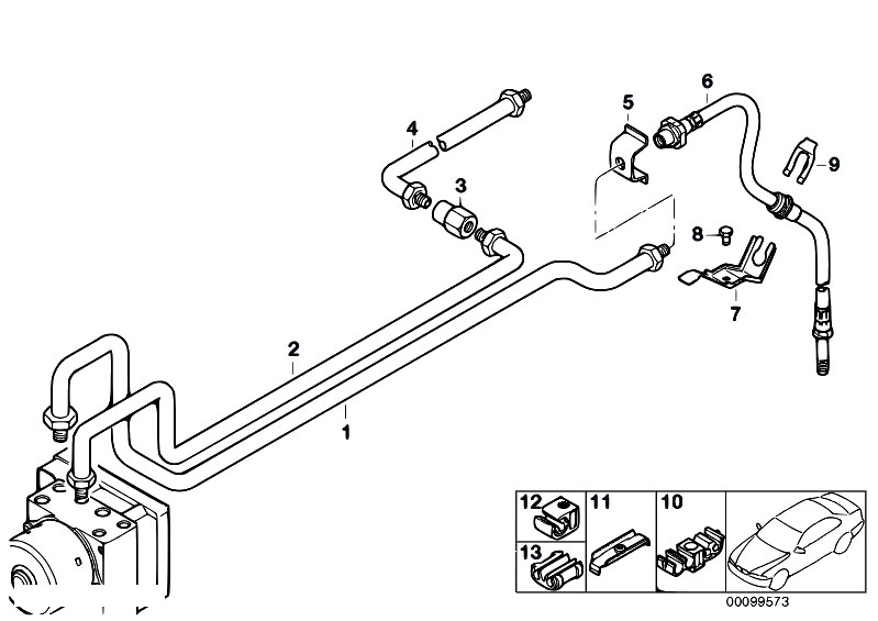 Original Parts for E46 M3 S54 Coupe / Brakes/ Rear Brake Pipe Dsc 2 ...